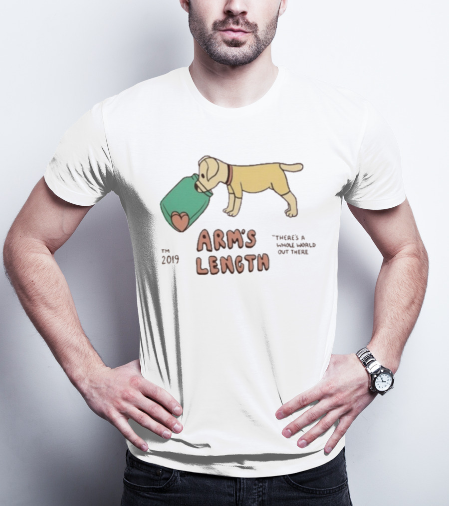 Arm's Length 2019 Dog With Jar There's A Whole World Out There T-Shirt