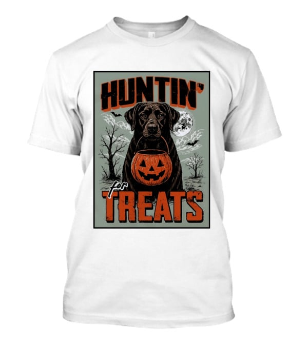 Black Labrador Huntin' For Treats Halloween Dog Moon And Jack O' Lantern T-Shirt
