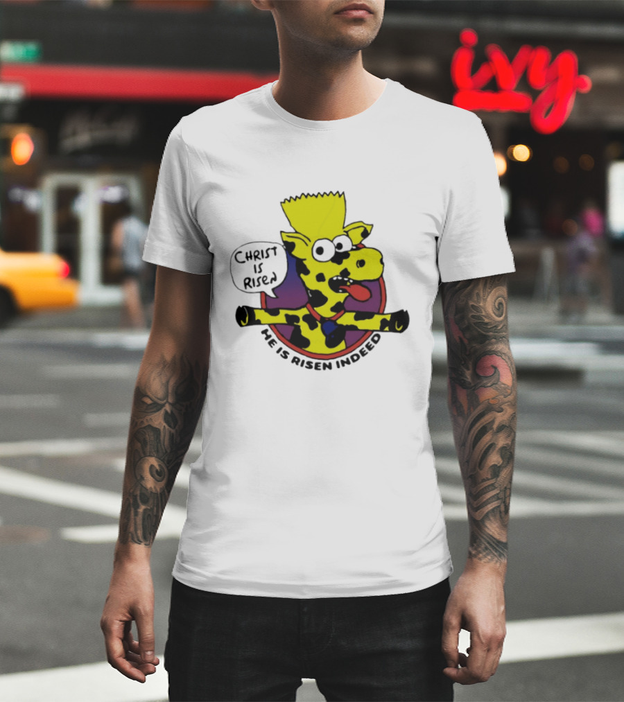 Christ Is Risen He Is Risen Indeed Simpson Cow Cartoon T-Shirt