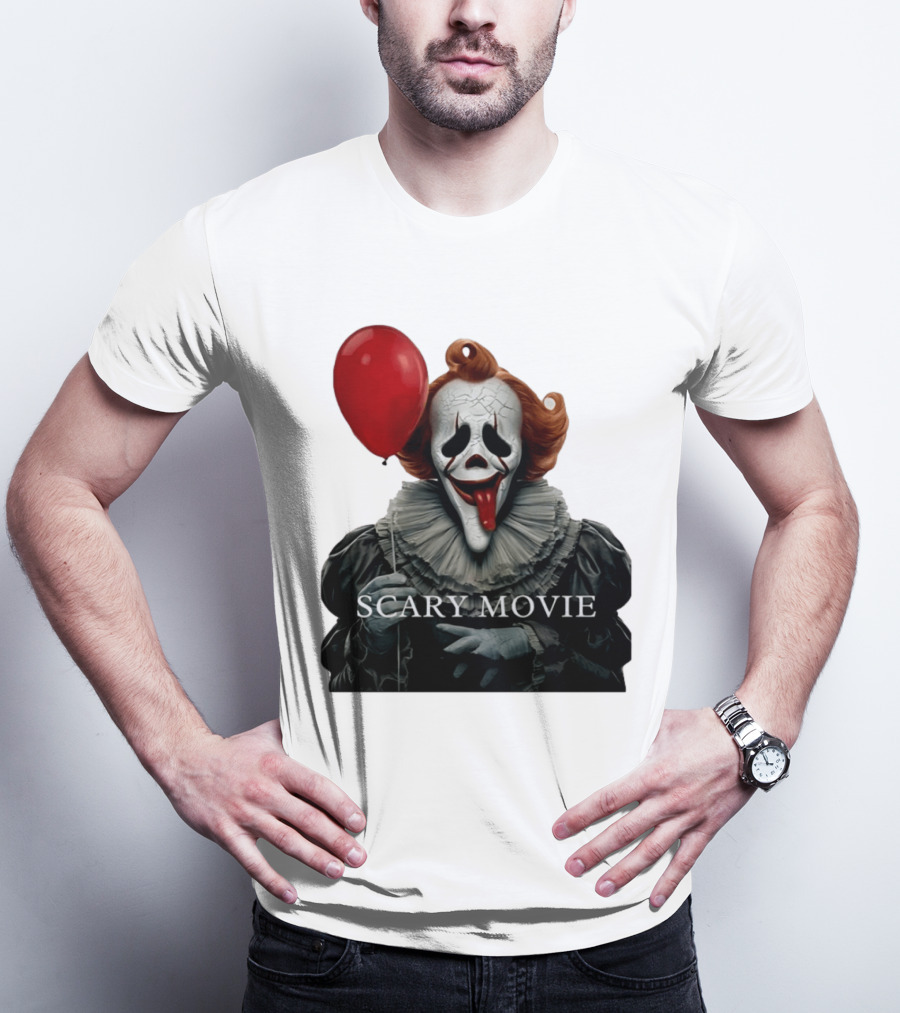 Pennywise Scary Movie Mashup Creepy Clown With Red Balloon T-Shirt