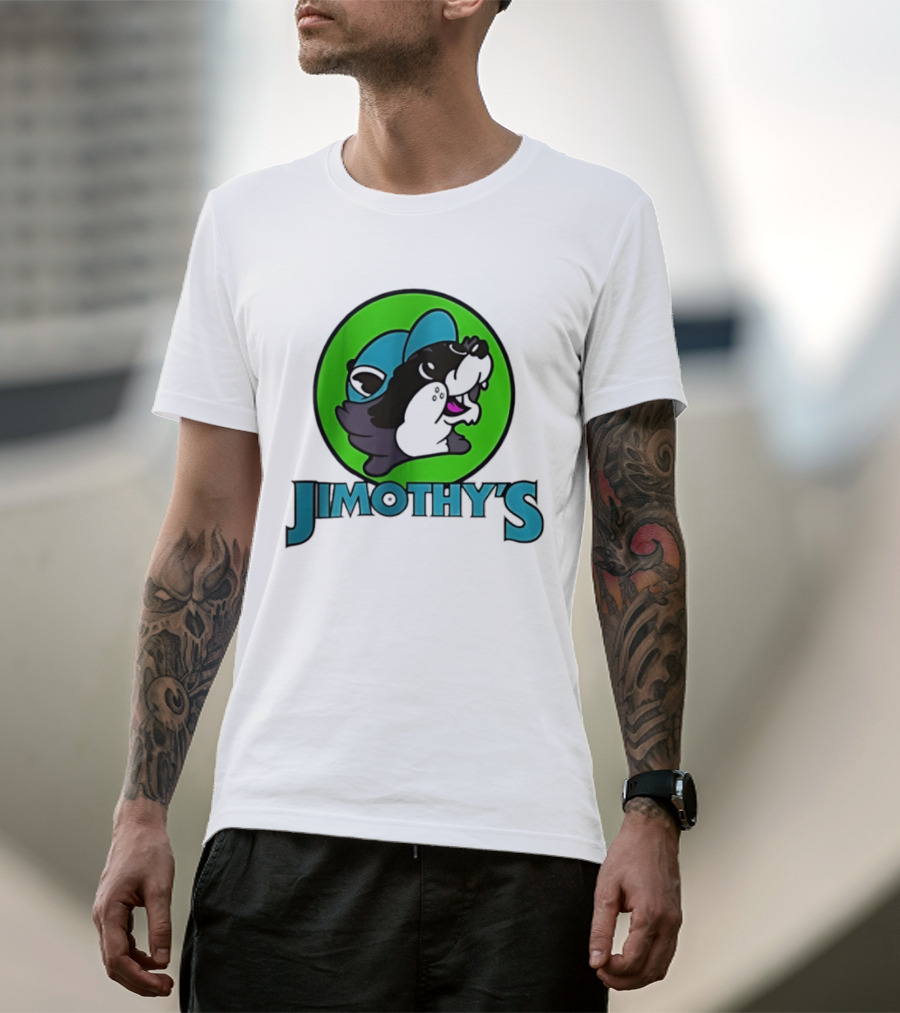 Jimothy's Cartoon Hat Character In Green Circle T-Shirt