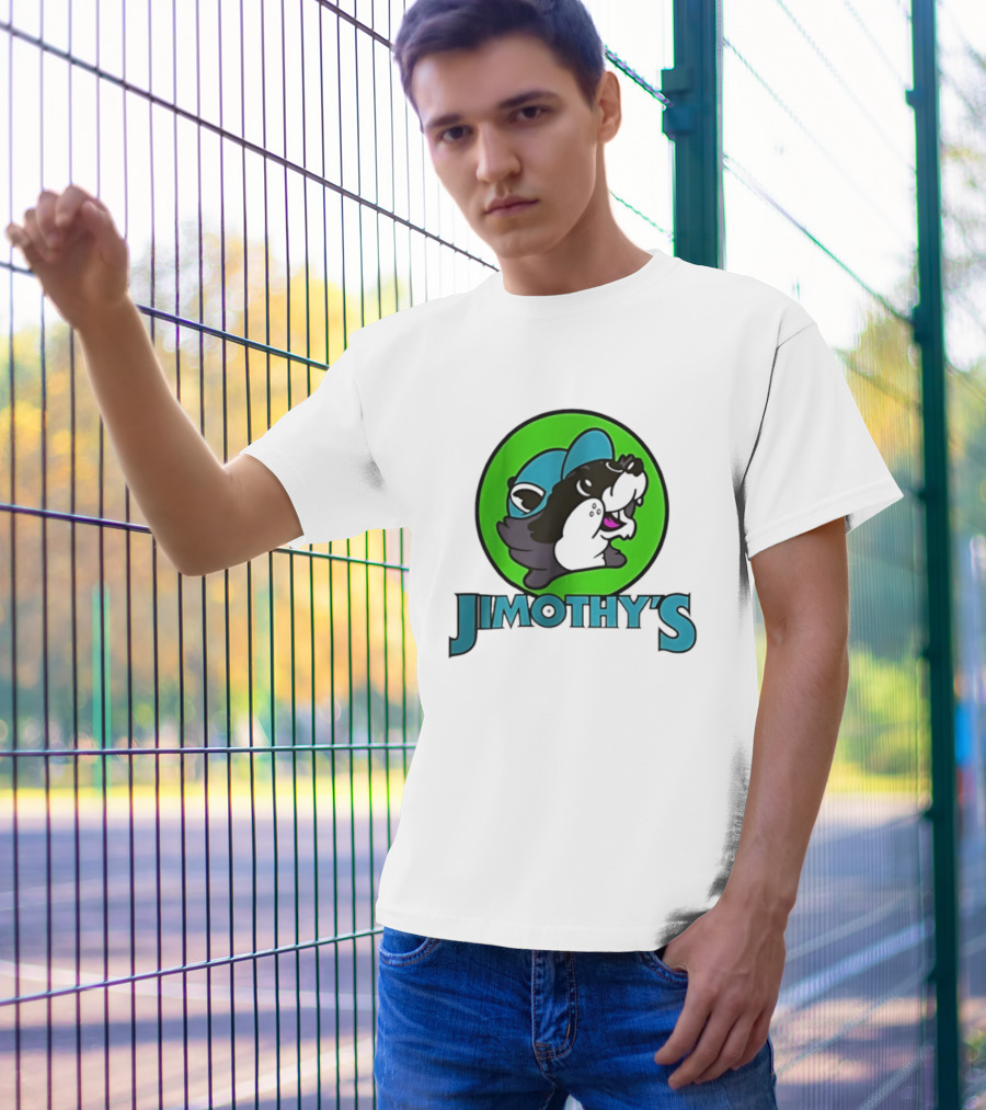 Jimothy's Cartoon Hat Character In Green Circle T-Shirt
