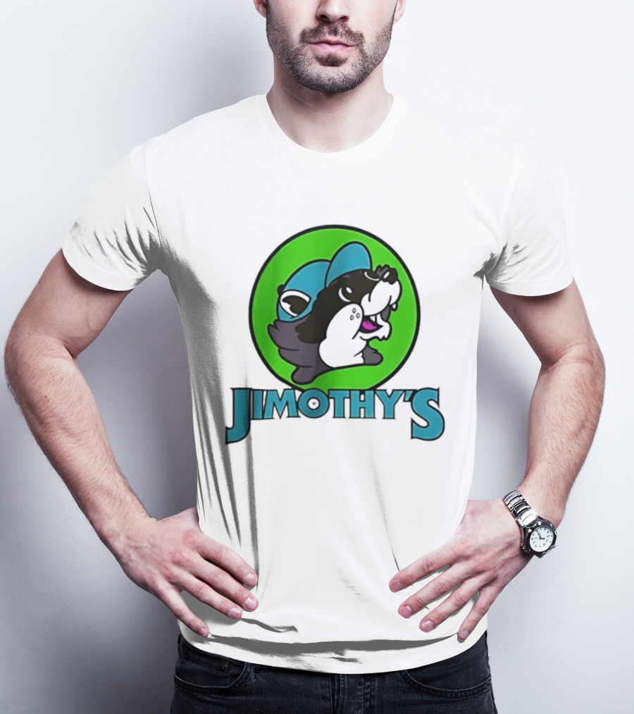 Jimothy's Cartoon Hat Character In Green Circle T-Shirt
