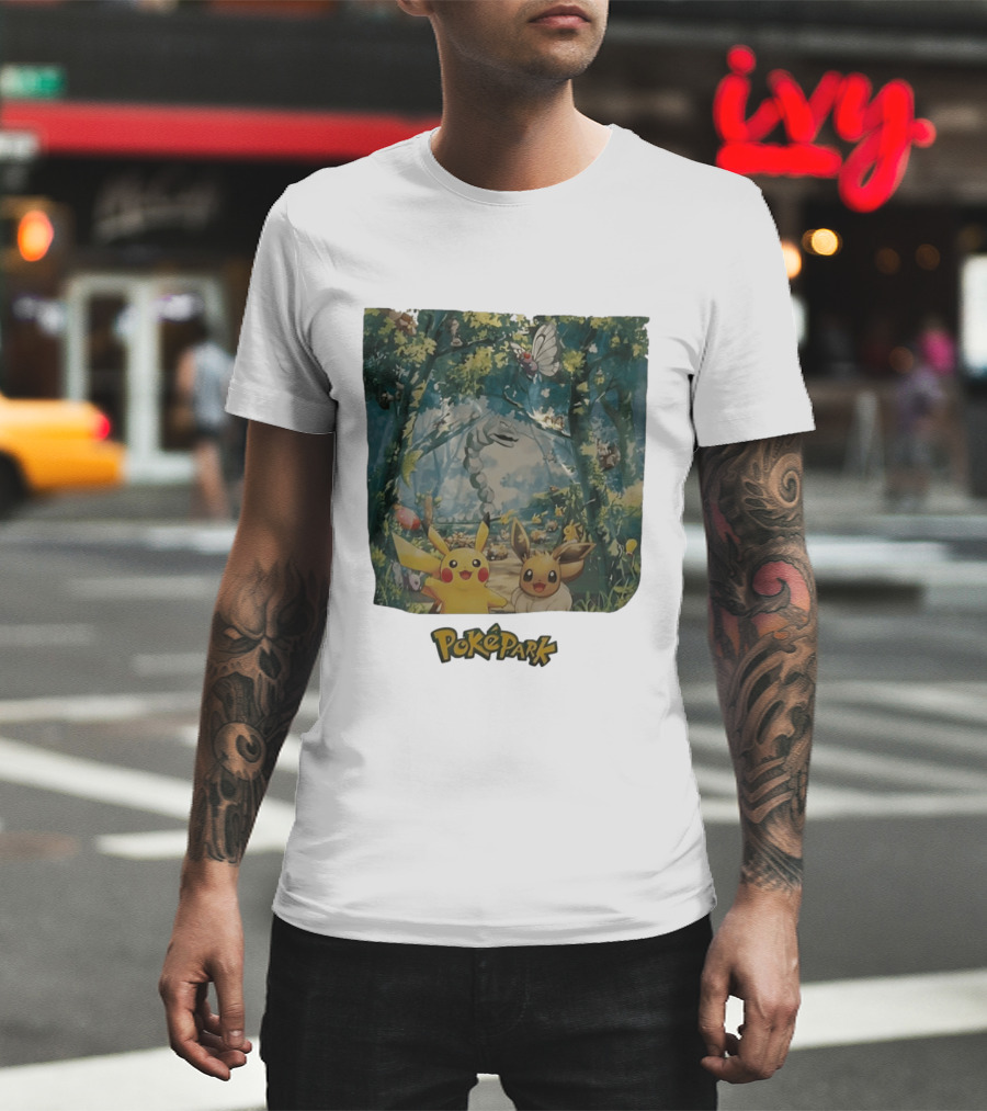 Pikachu Eevee PokéPark Kanto Forest Onix Butterfree Scene T-Shirt