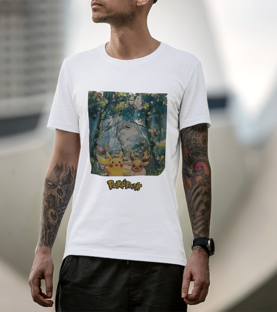 Pikachu Eevee PokéPark Kanto Forest Onix Butterfree Scene T-Shirt