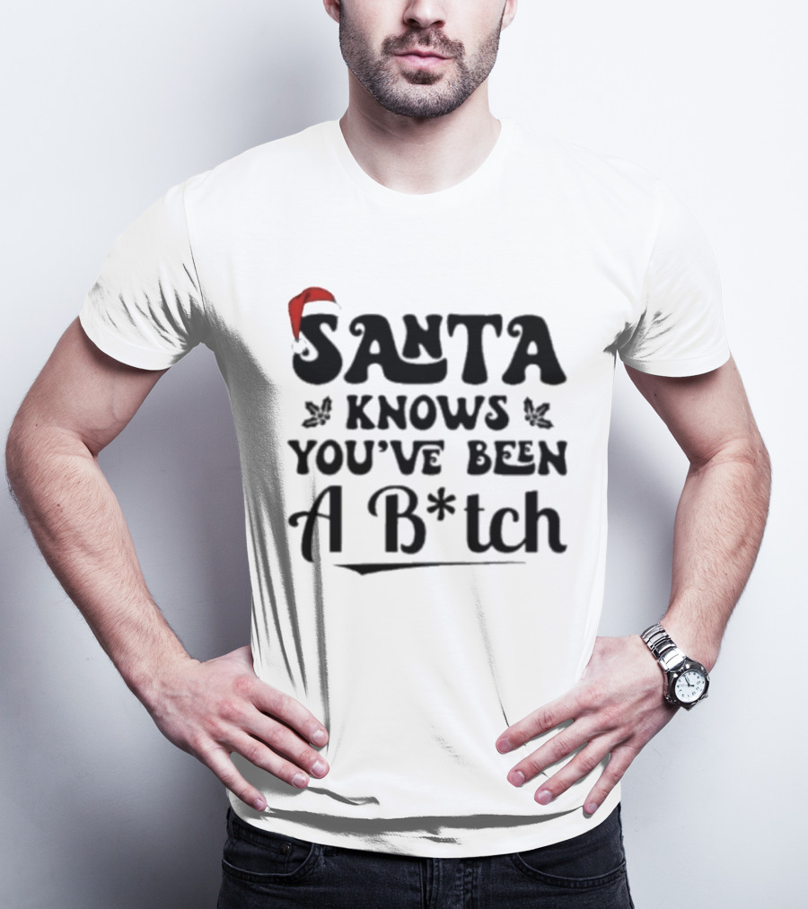 Santa Knows You've Been A B*tch Red Hat Holiday Humor T-Shirt