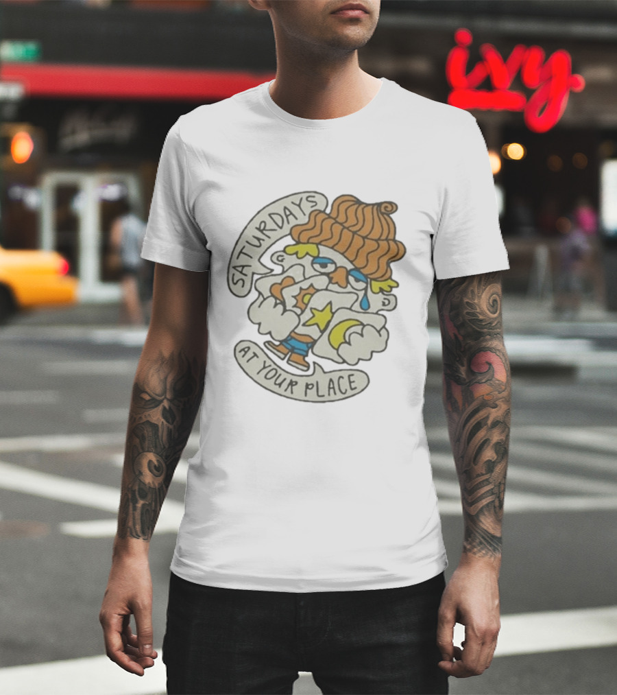 Saturdays At Your Place Cartoon Character With Beanie T-Shirt