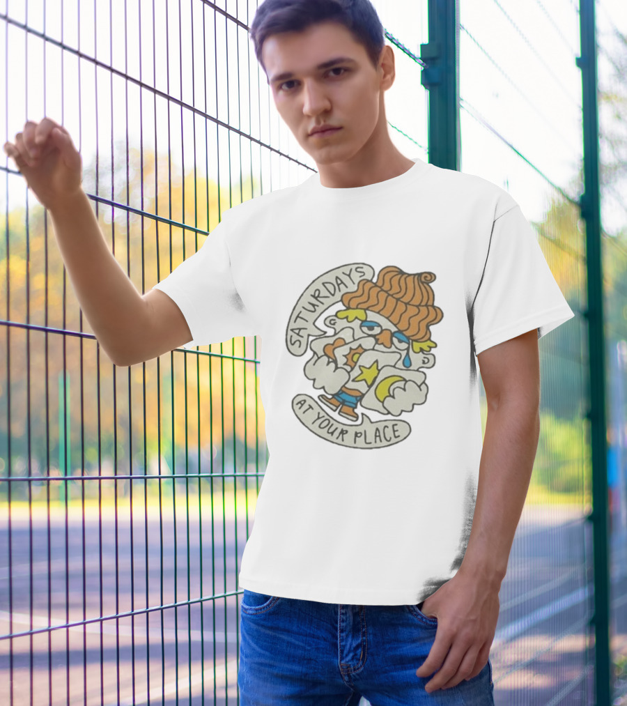 Saturdays At Your Place Cartoon Character With Beanie T-Shirt