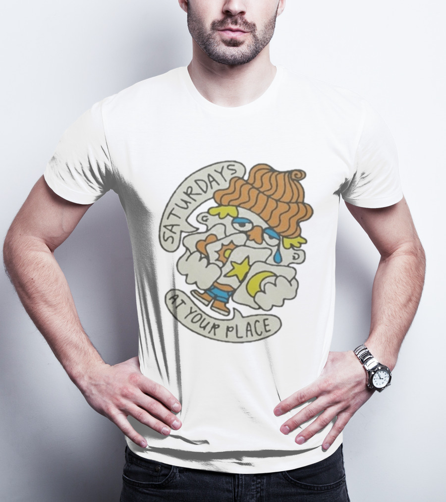 Saturdays At Your Place Cartoon Character With Beanie T-Shirt