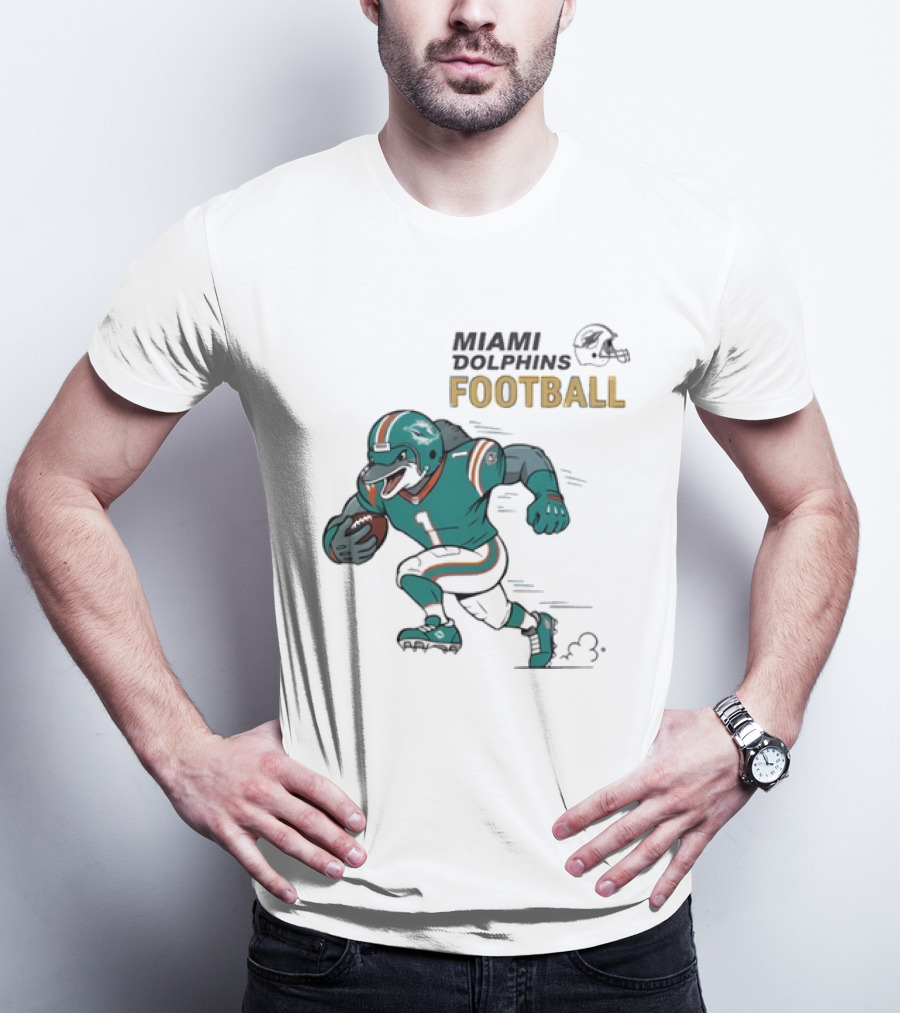 Miami Dolphins Aqua Rush Football Helmet Player T-Shirt