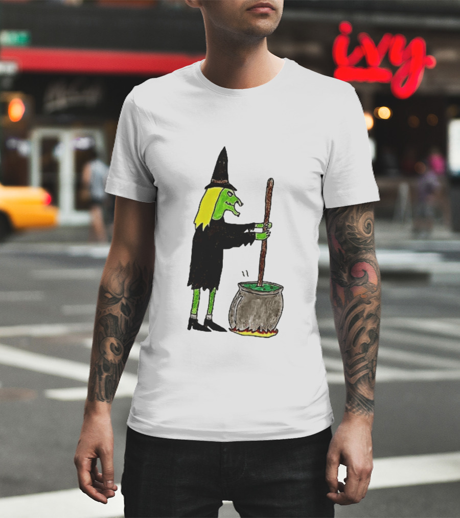 Witch Stirring Cauldron Soup Season Halloween Magic T-Shirt