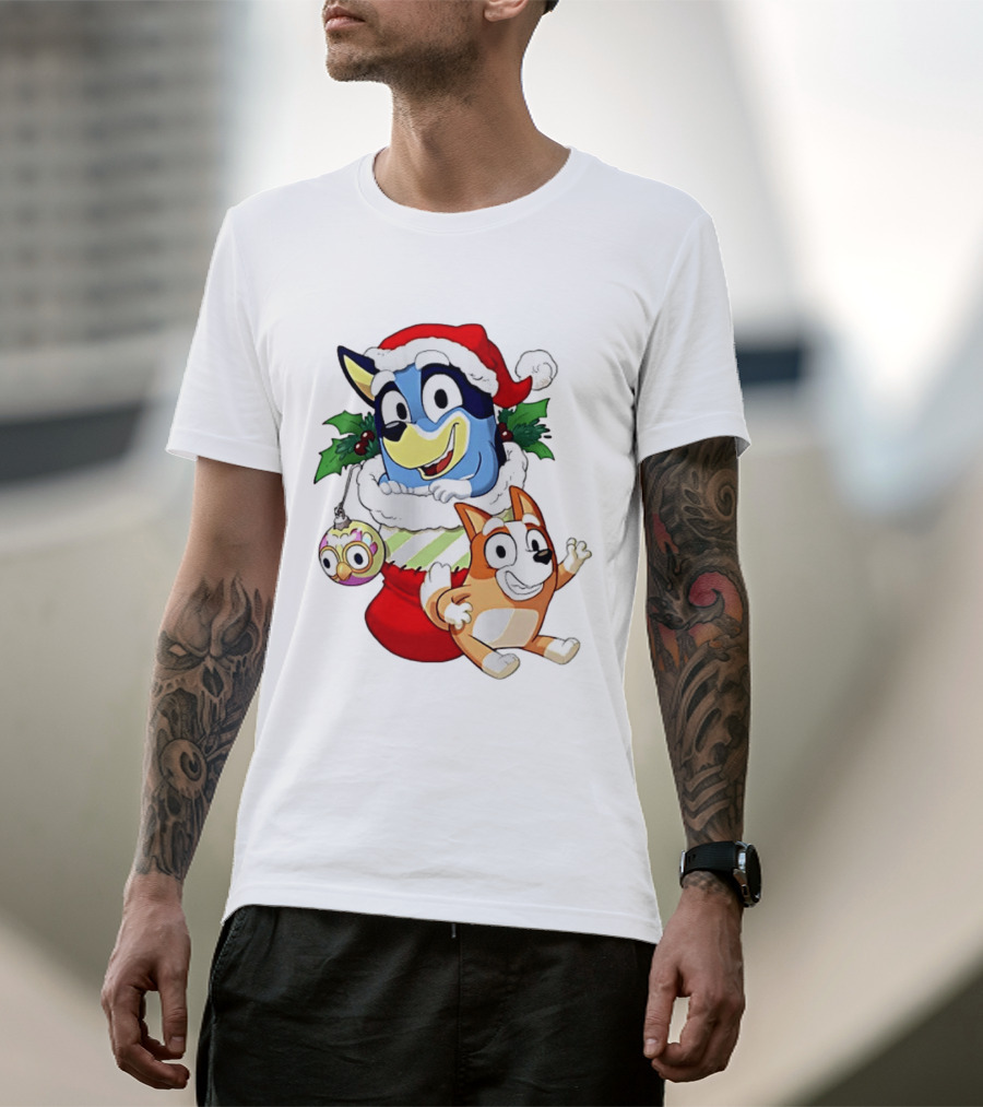 Bluey Christmas Stocking Stuffer Pups Bingo Holiday T-Shirt