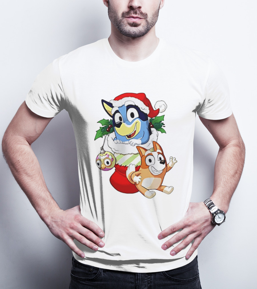 Bluey Christmas Stocking Stuffer Pups Bingo Holiday T-Shirt