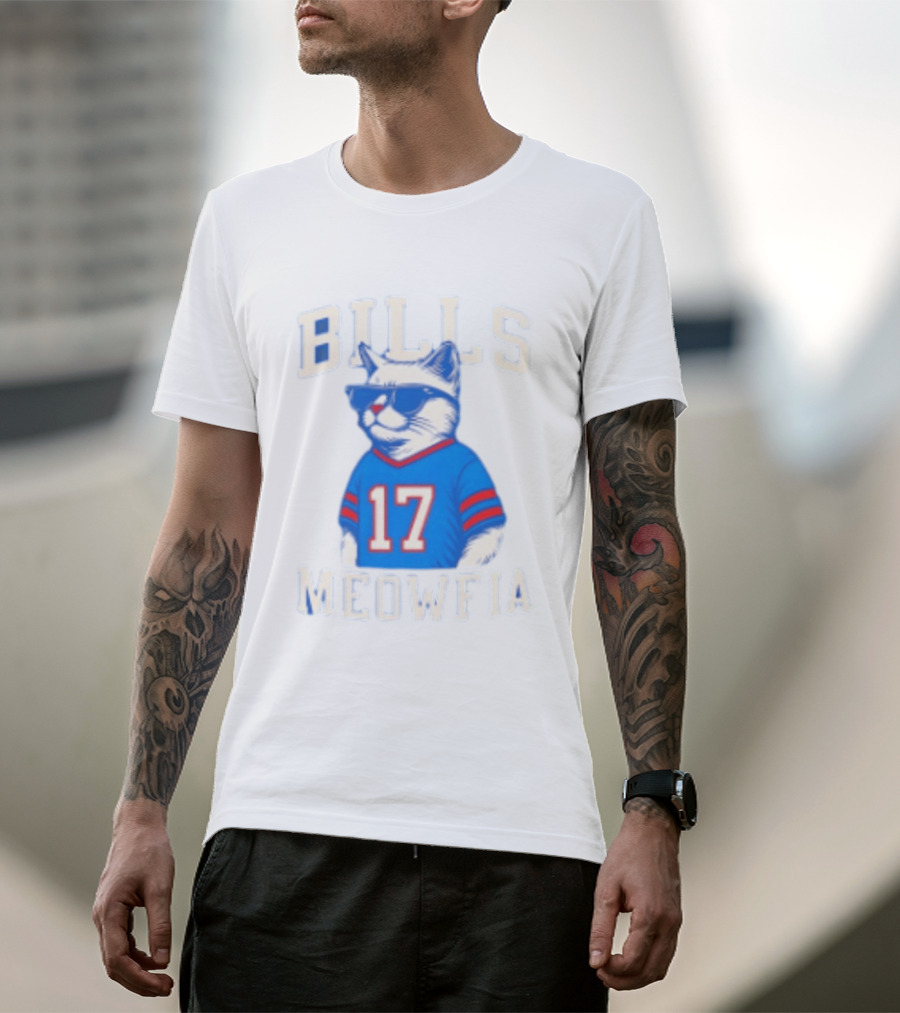 Bills Meowfia Cat 17 Jersey Buffalo Fan Football Sports T-Shirt