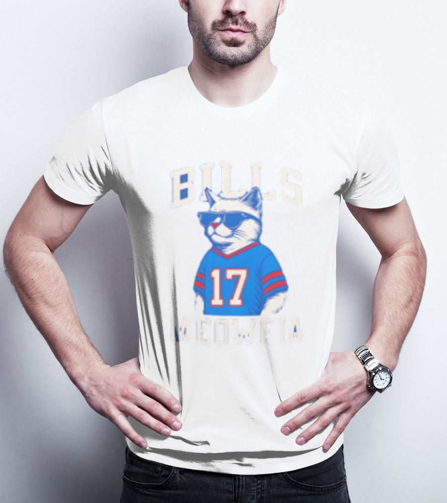 Bills Meowfia Cat 17 Jersey Buffalo Fan Football Sports T-Shirt