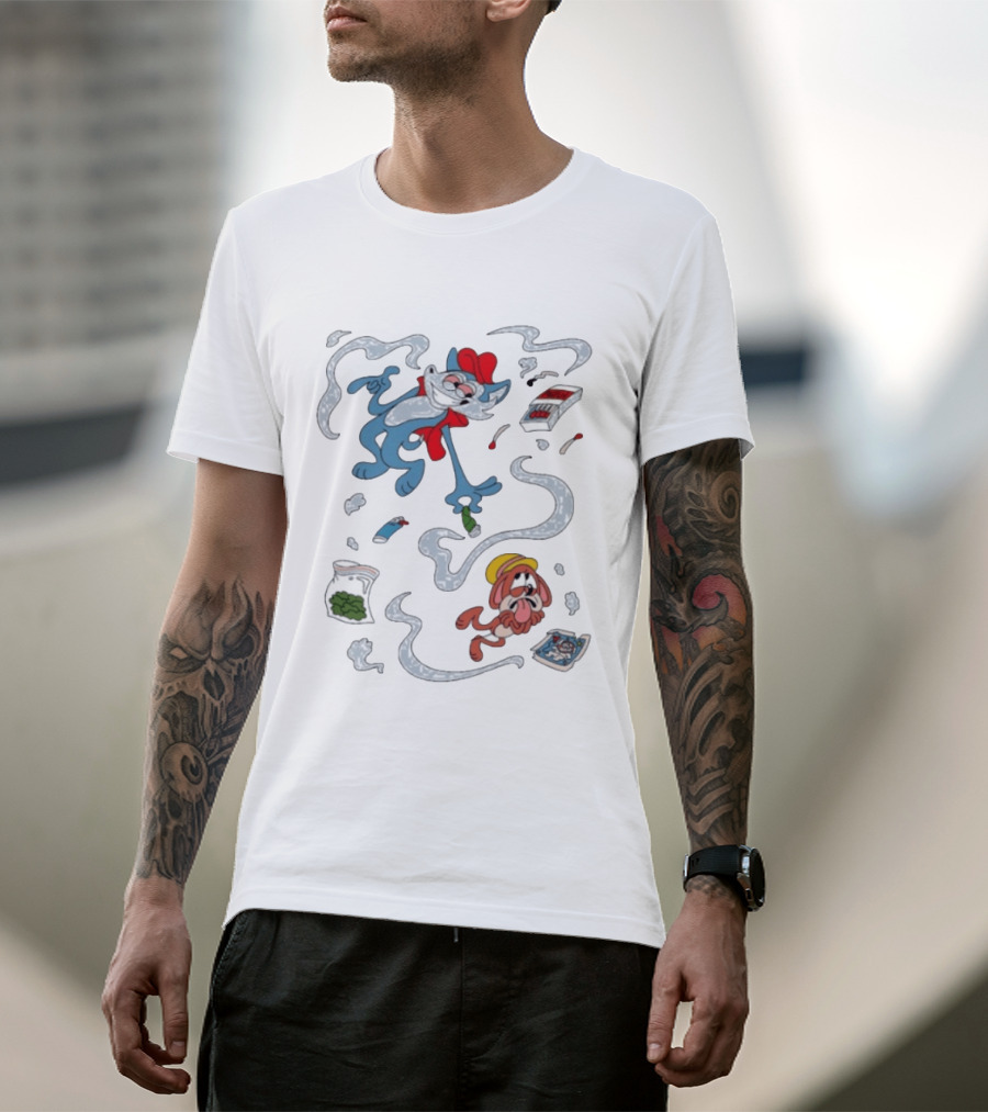 Original Ls Mark Catching Up Episode 2 Cartoon Characters With Smoke And Comic Effects T-Shirt