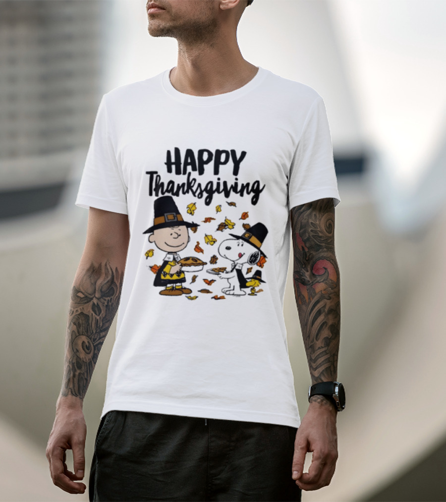 Happy Thanksgiving Peanuts Charlie Brown Snoopy Woodstock T-Shirt