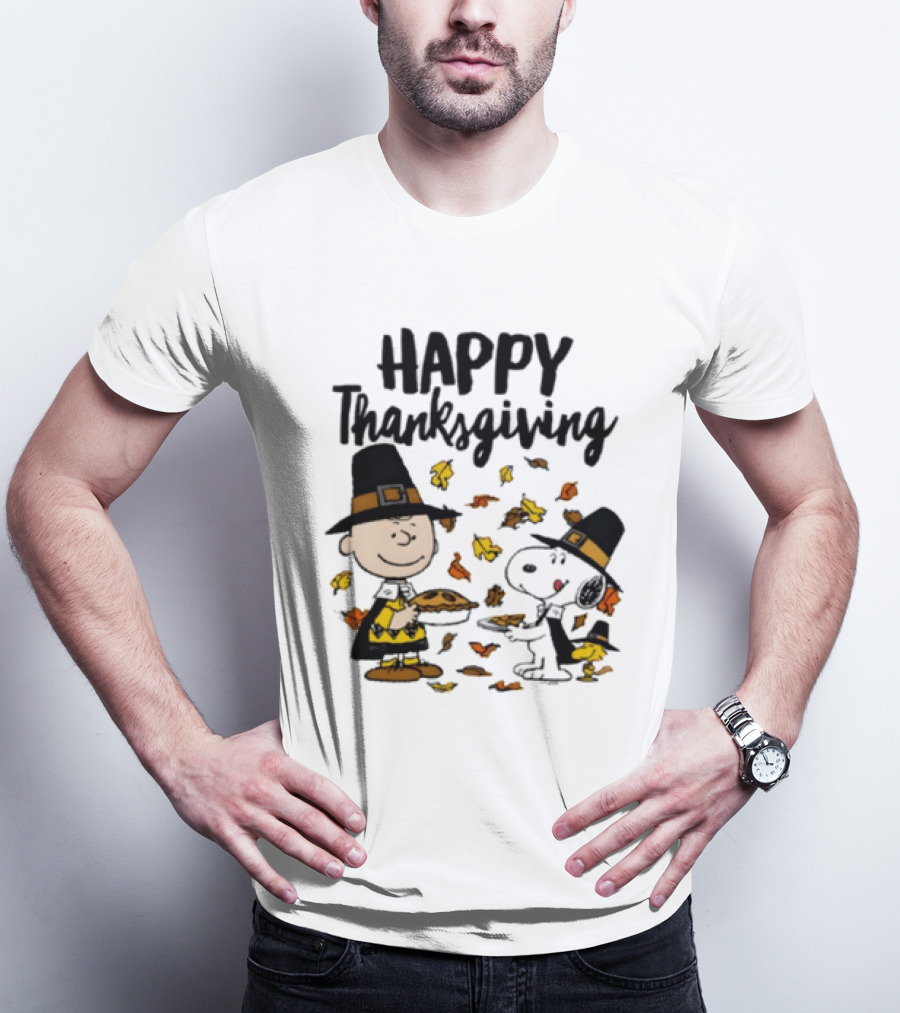 Happy Thanksgiving Peanuts Charlie Brown Snoopy Woodstock T-Shirt