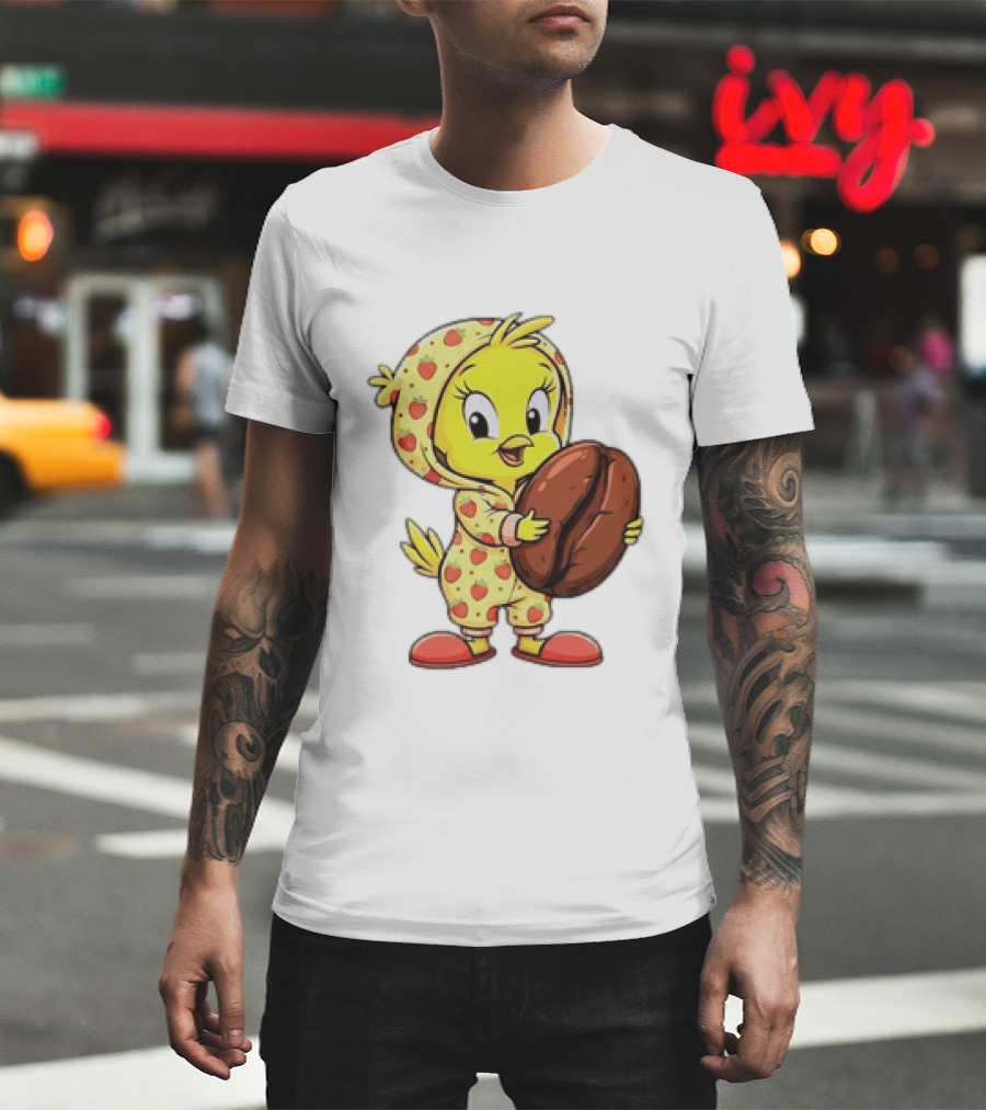 Tweety Coffee I Haven't Lost My Mind Half Of It Just Wandered Off Pajamas With Strawberry Onesie And Coffee Bean T-Shirt