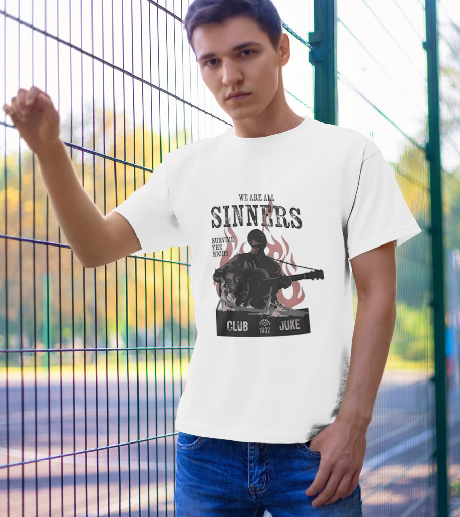 We Are All Sinners Survive The Night Club 1932 Juke Flames Guitar T-Shirt