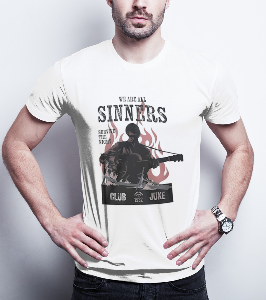 We Are All Sinners Survive The Night Club 1932 Juke Flames Guitar T-Shirt