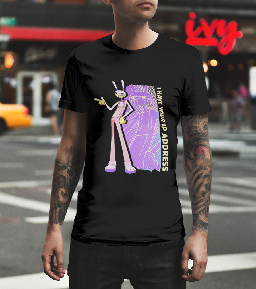 Jax I Have Your IP Address Meme Character In Overalls T-Shirt