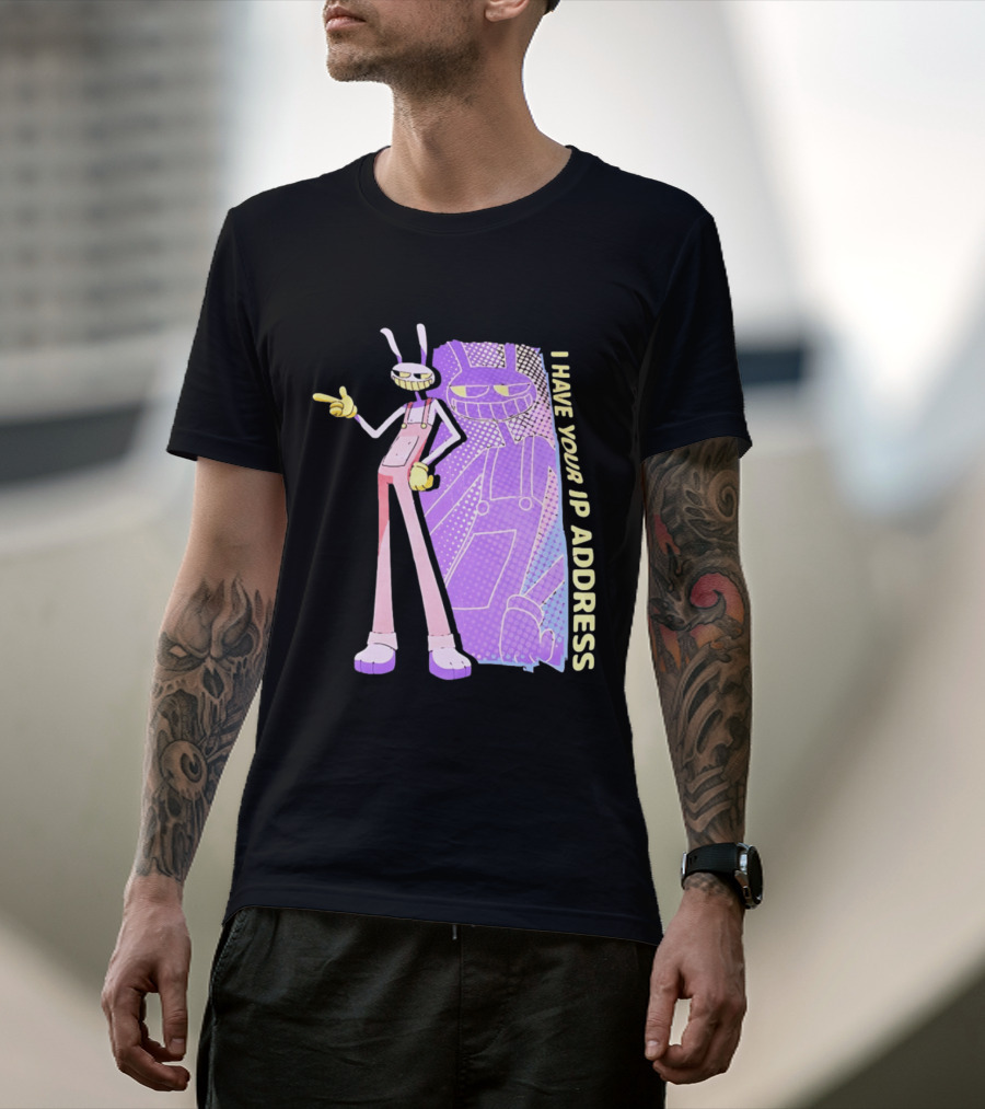 Jax I Have Your IP Address Meme Character In Overalls T-Shirt