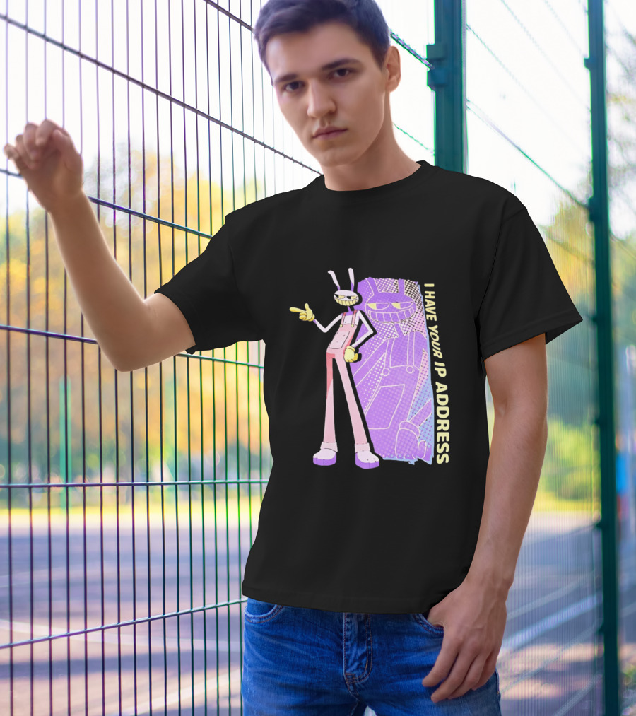 Jax I Have Your IP Address Meme Character In Overalls T-Shirt