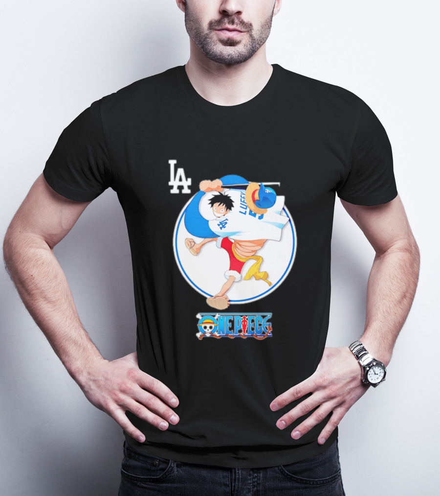 Los Angeles Dodgers Monkey D Luffy One Piece Crossover MLB Collaboration T-Shirt