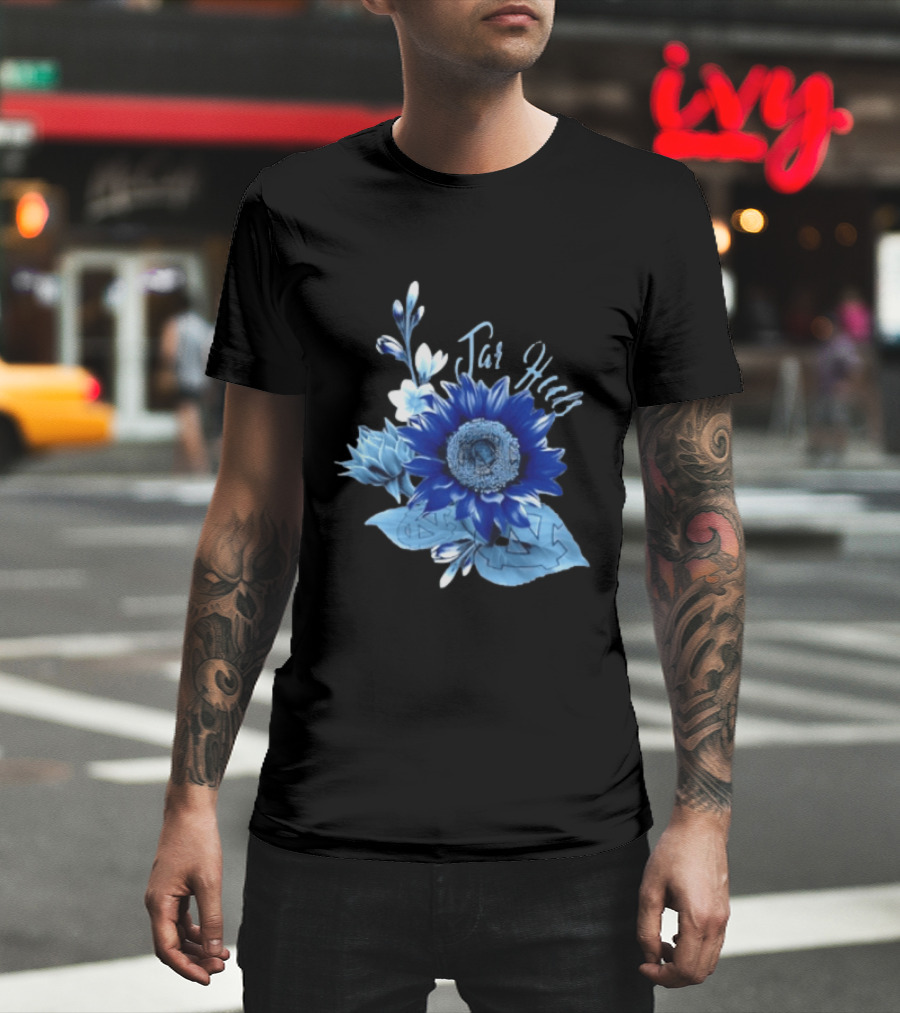North Carolina Tar Heels Sunflower Floral Football T-Shirt