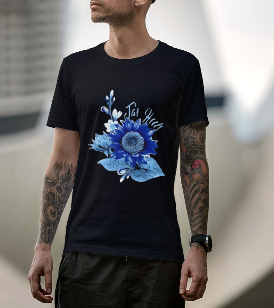 North Carolina Tar Heels Sunflower Floral Football T-Shirt