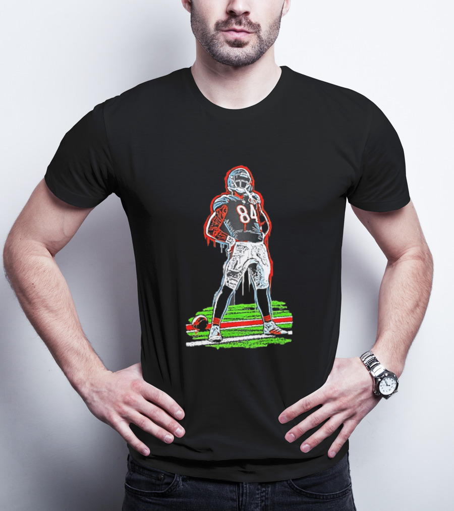 Original Colston Loveland Chicago Bears 84 Football Arms Akimbo Celly Graffiti T-Shirt