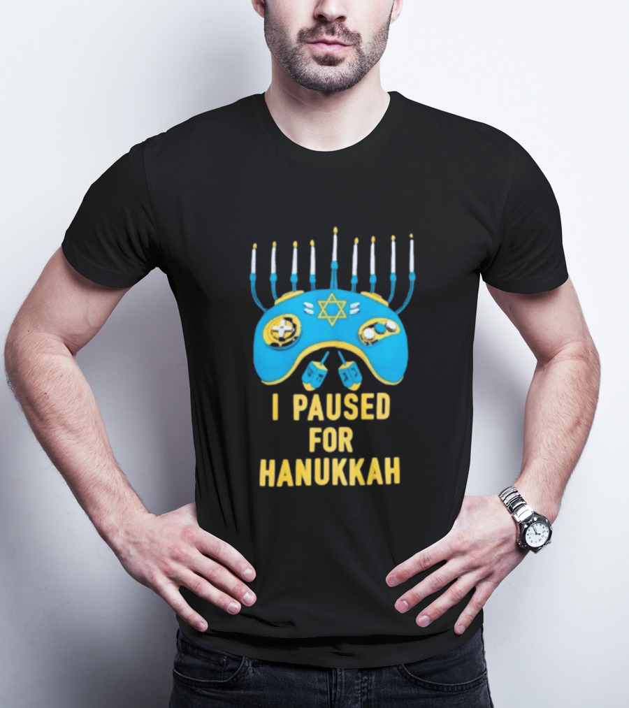 I Paused For Hanukkah Menorah Gaming Controller Star Of David T-Shirt