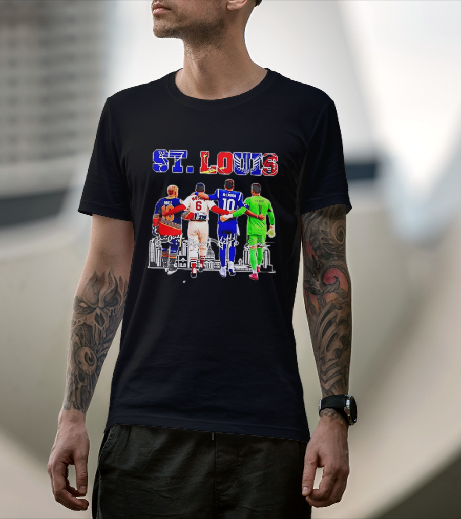 St Louis Hull Musial McCarron Berube Sports Team Players United Iconic City Skyline T-Shirt