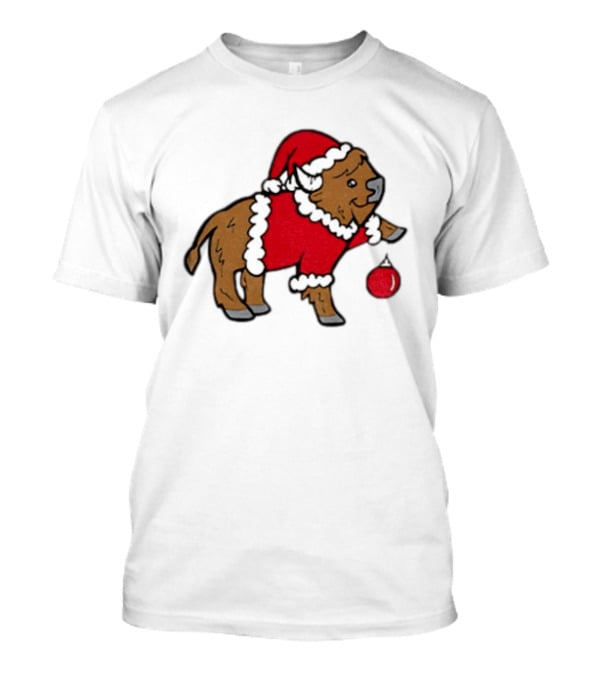 Buffalo In Santa Suit Holding Christmas Bauble Buffalo Bills 2025 Football Holiday T-Shirt