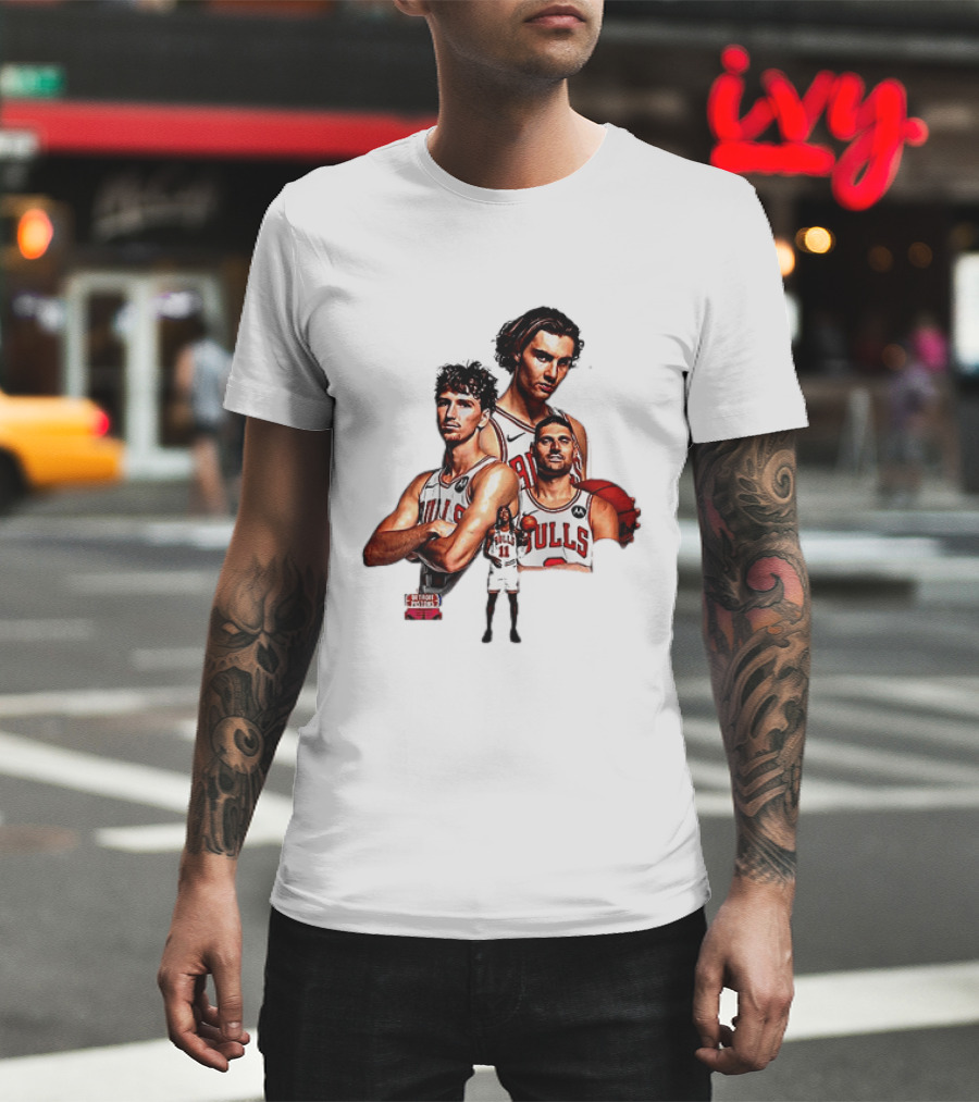 Classic Chicago Bulls NBA 2025 Season Opener Players Montage T-Shirt