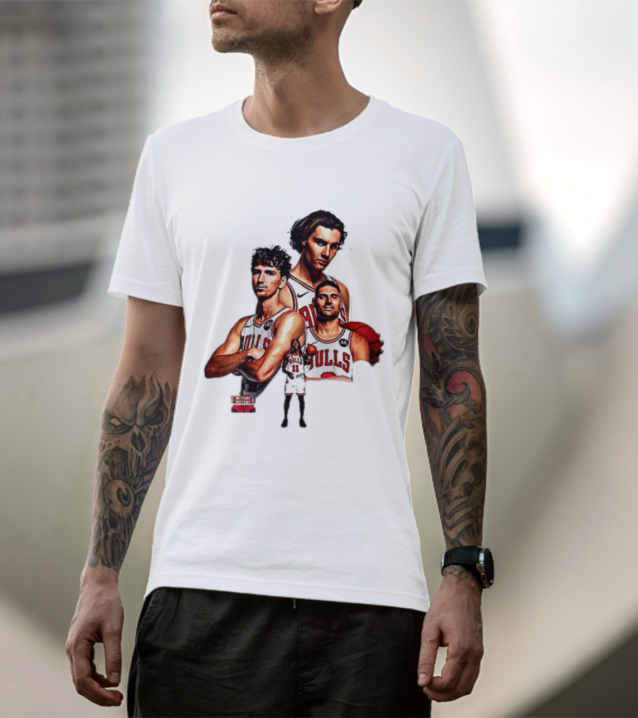 Classic Chicago Bulls NBA 2025 Season Opener Players Montage T-Shirt