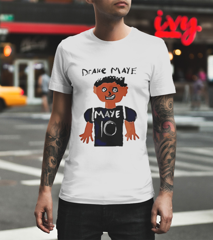Drake Maye 10 Caricature Drawing New England Patriots T-Shirt