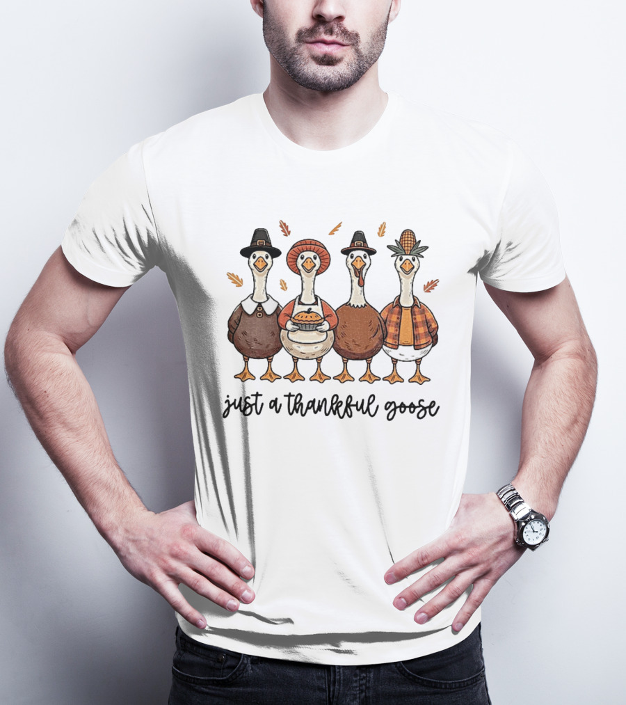 Thankful Goose Thanksgiving Characters 2025 T-Shirt