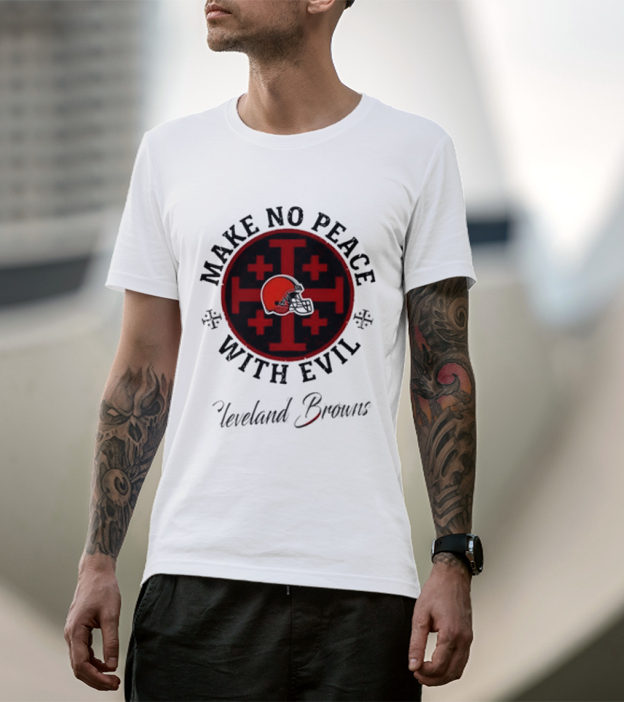 Cleveland Browns Make No Peace With Evil Red Cross Helmet T-Shirt