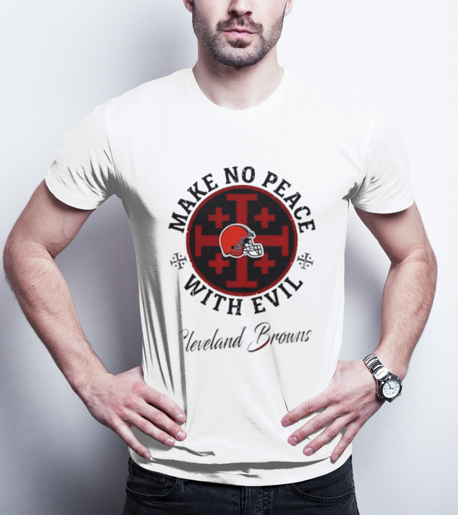 Cleveland Browns Make No Peace With Evil Red Cross Helmet T-Shirt