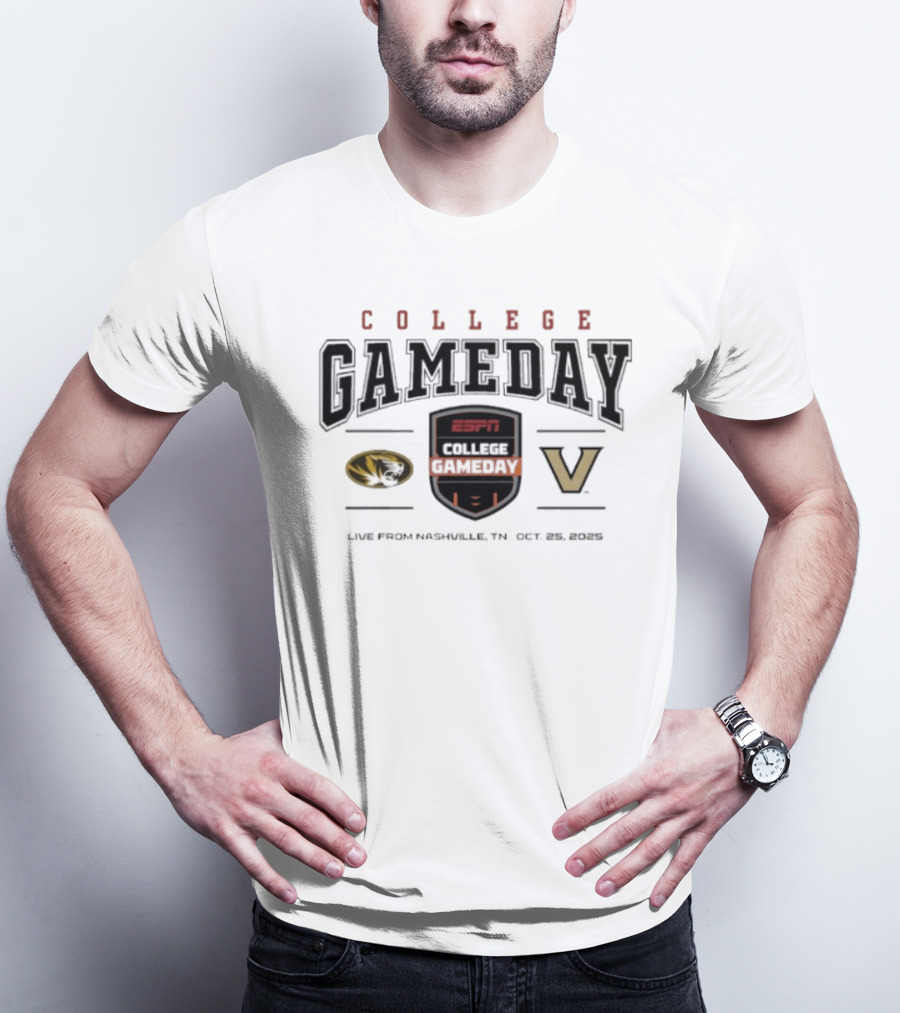 College Gameday 2025 Missouri Vs Vanderbilt Live From Nashville Oct 25 2025 T-Shirt