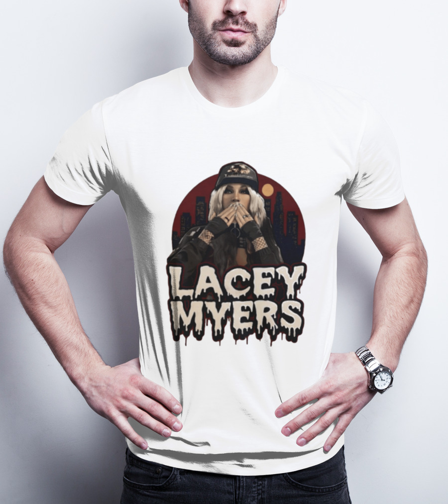 Lacey Myers City Skyline Red Moon Horror T-Shirt
