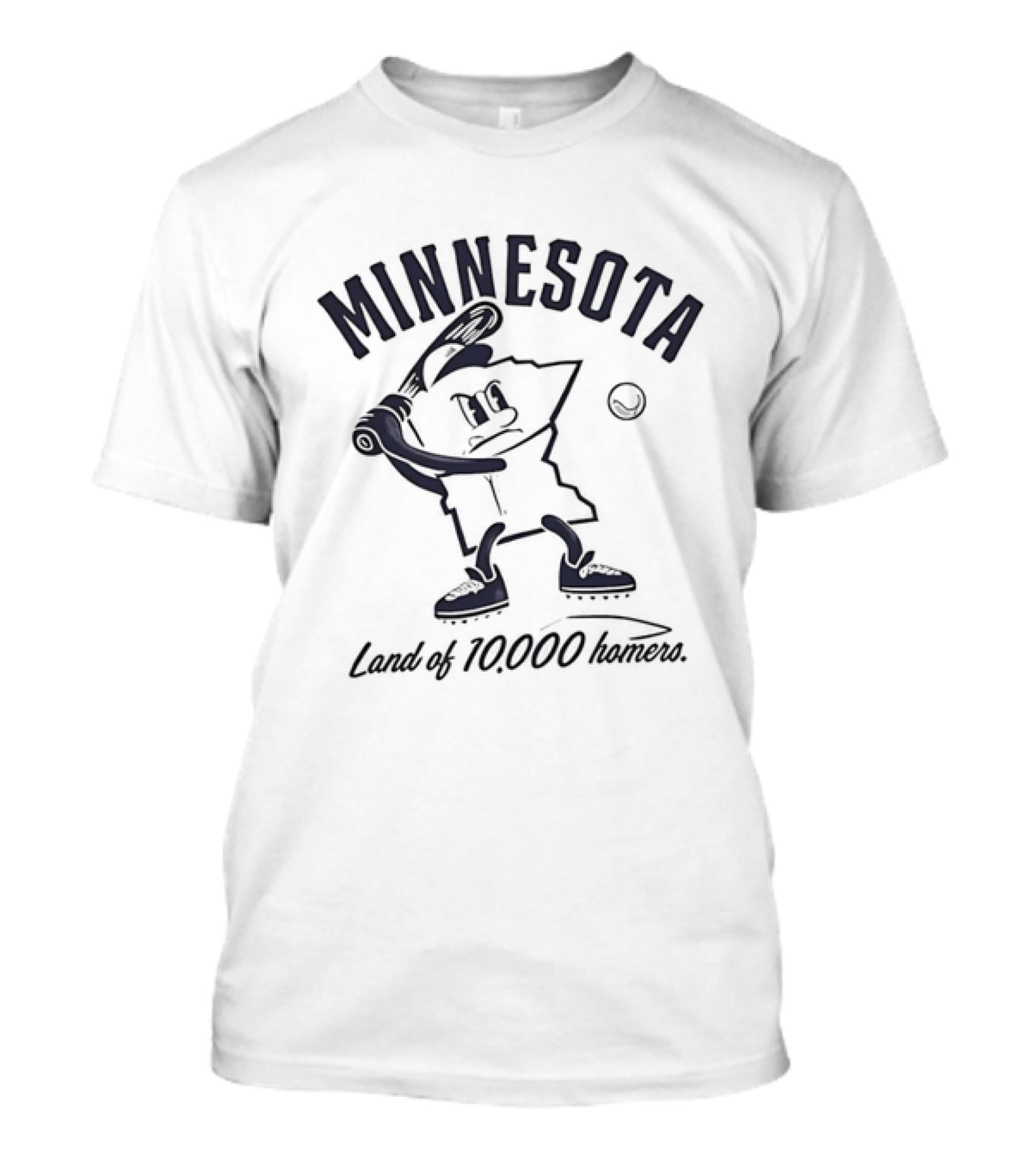 Minnesota Land Of 10000 Homers Baseball Player Swinging Bat T-Shirt