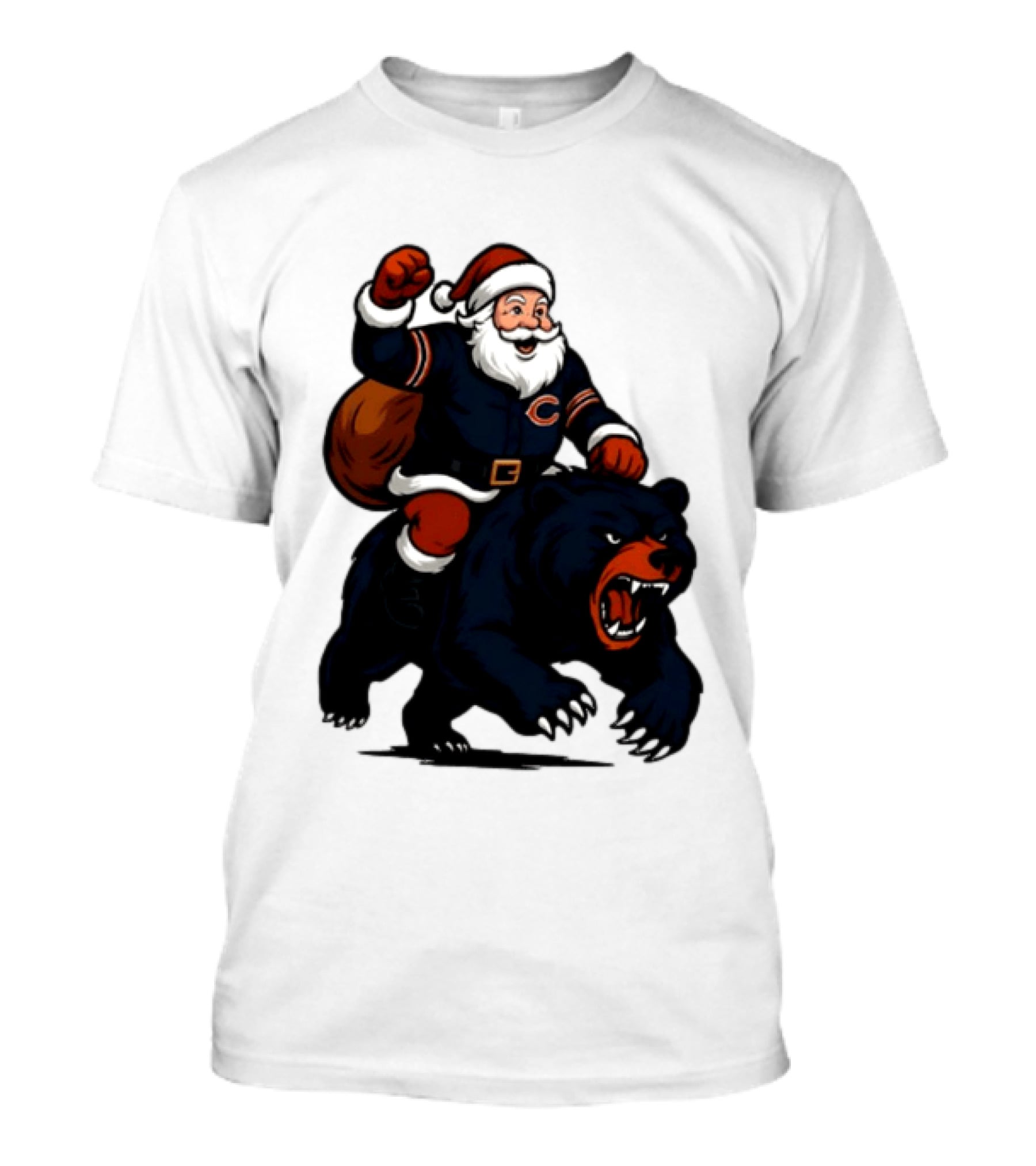 Chicago Bears Santa Claus Riding Bear Christmas Football T-Shirt