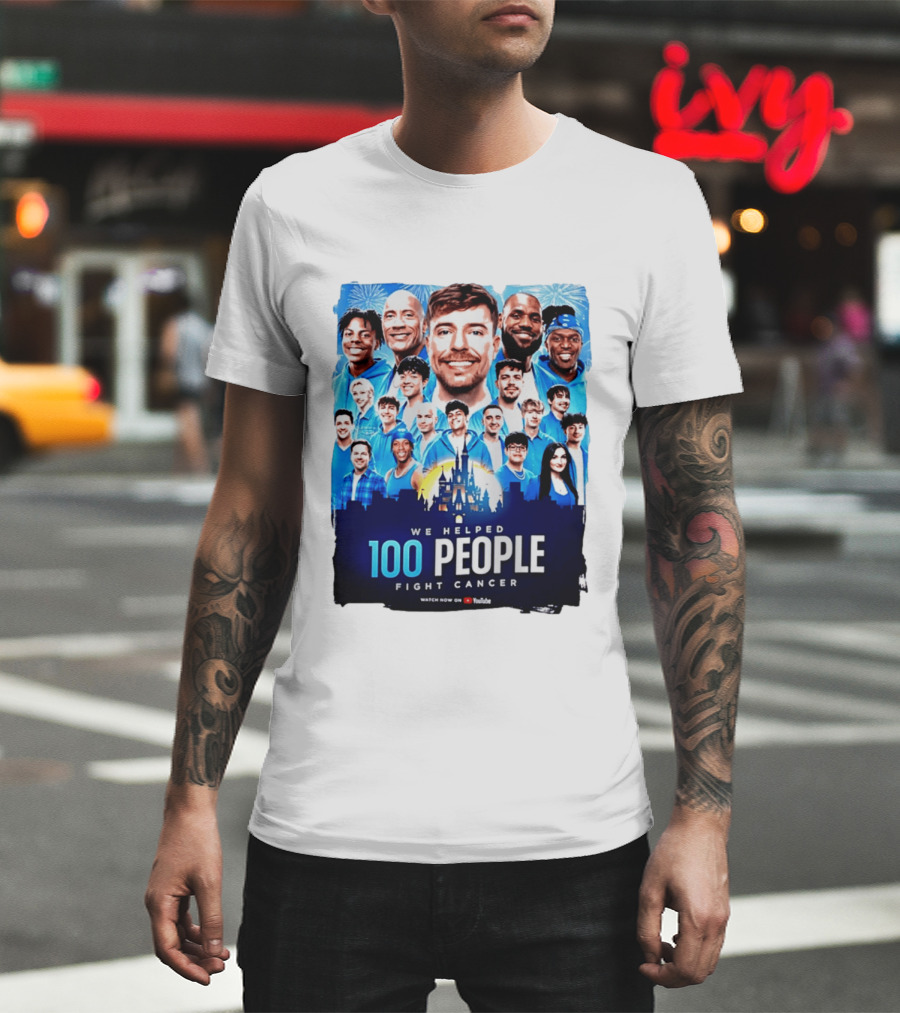 Mrbeast We Helped 100 People Fight Cancer YouTube Video Collaboration T-Shirt