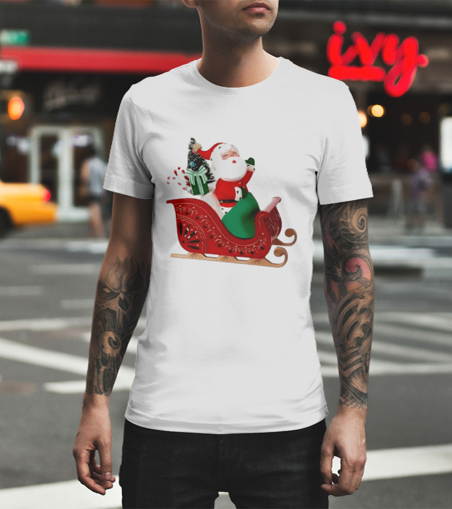 Santa Showtoppers Mini Tree Hallmark White Sleigh Christmas Scene T-Shirt