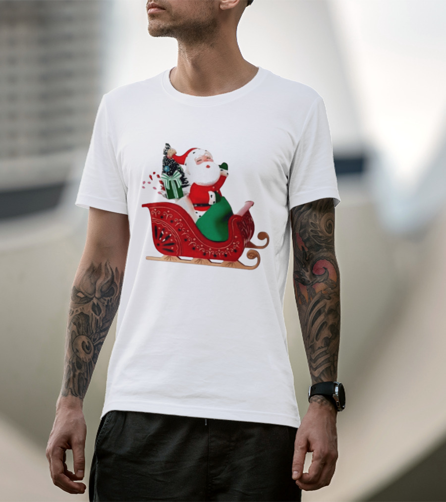 Santa Showtoppers Mini Tree Hallmark White Sleigh Christmas Scene T-Shirt