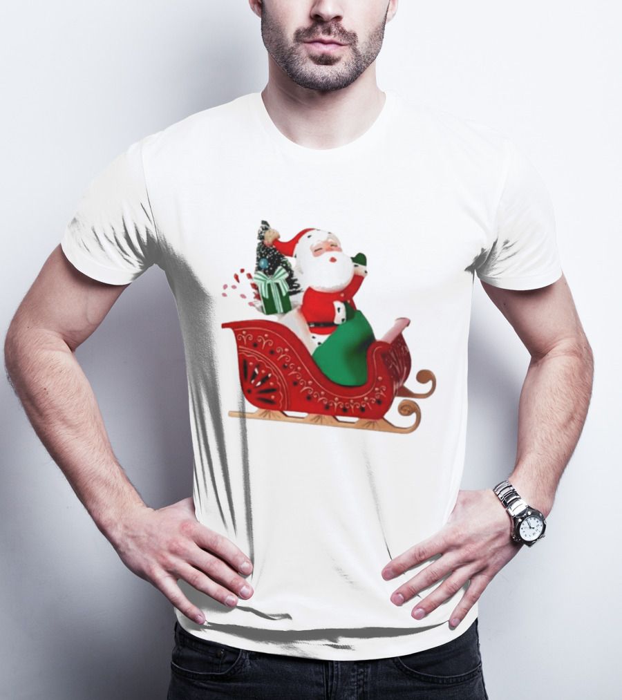 Santa Showtoppers Mini Tree Hallmark White Sleigh Christmas Scene T-Shirt