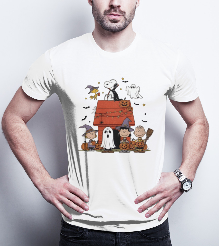 Snoopy Halloween Woodstock Ghost Pumpkins Charlie Brown Lucy 2025 T-Shirt